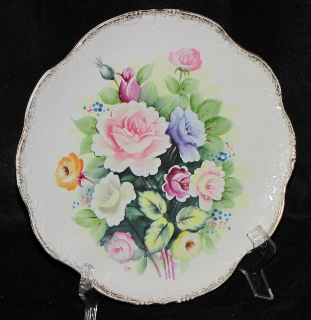 Set of Two Vintage Japan Hand Painted Floral Decorative Plates - Etsy