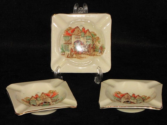 Set of Three Antique Falcon Ware Victorian Village Scene - Etsy