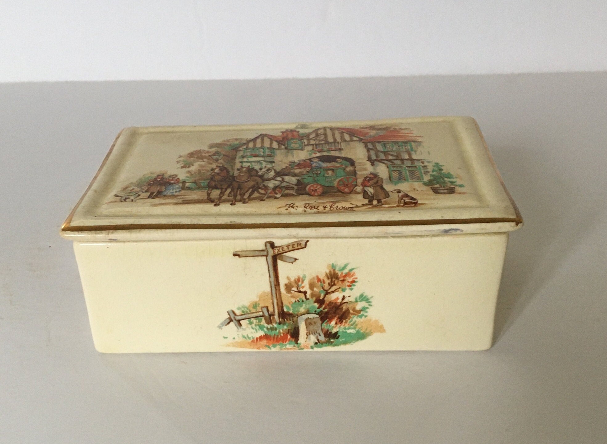 Lawrence Falcon Ware England Pottery Victorian Village Scene Trinket or ...