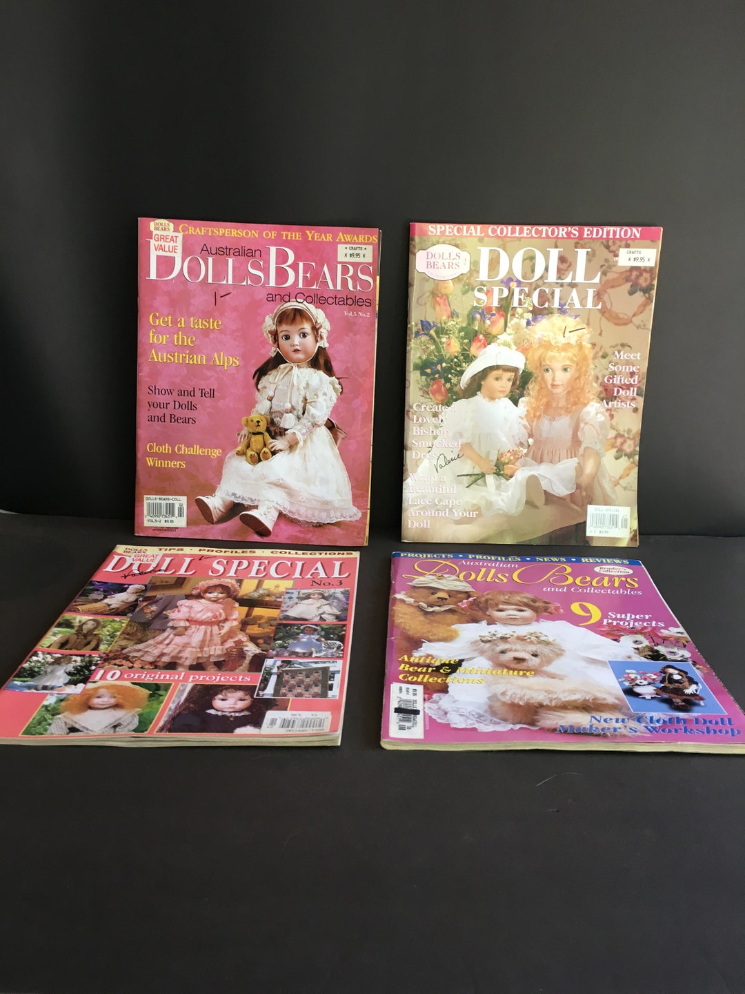 Set of 4 Australian Dolls and Bears and Collectibles Magazines With ...
