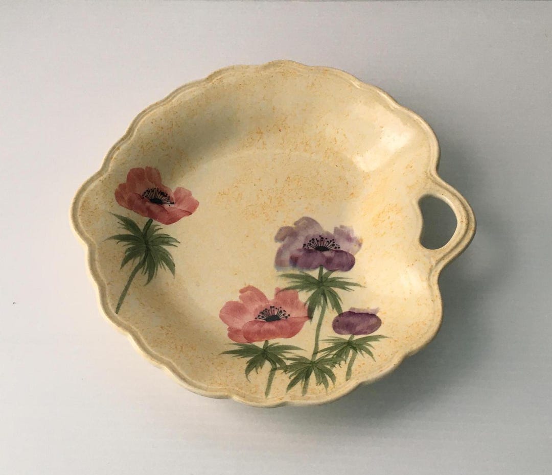 E Radford, England Ceramic Pottery Colourful Anemone Flower Tray Dish ...