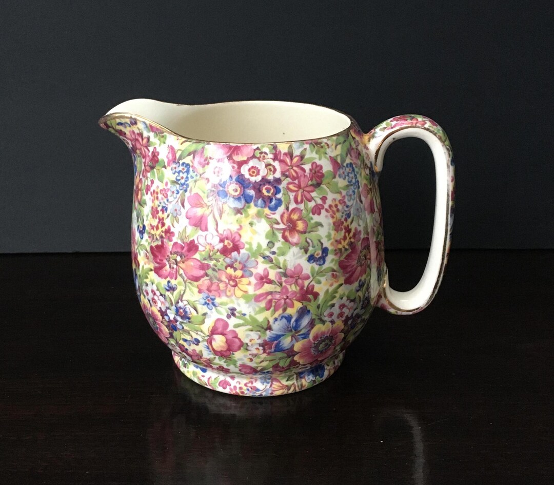 Royal Winton Chintz Milk Pitcher, Pattern is "sunshine" With Pink Blue ...