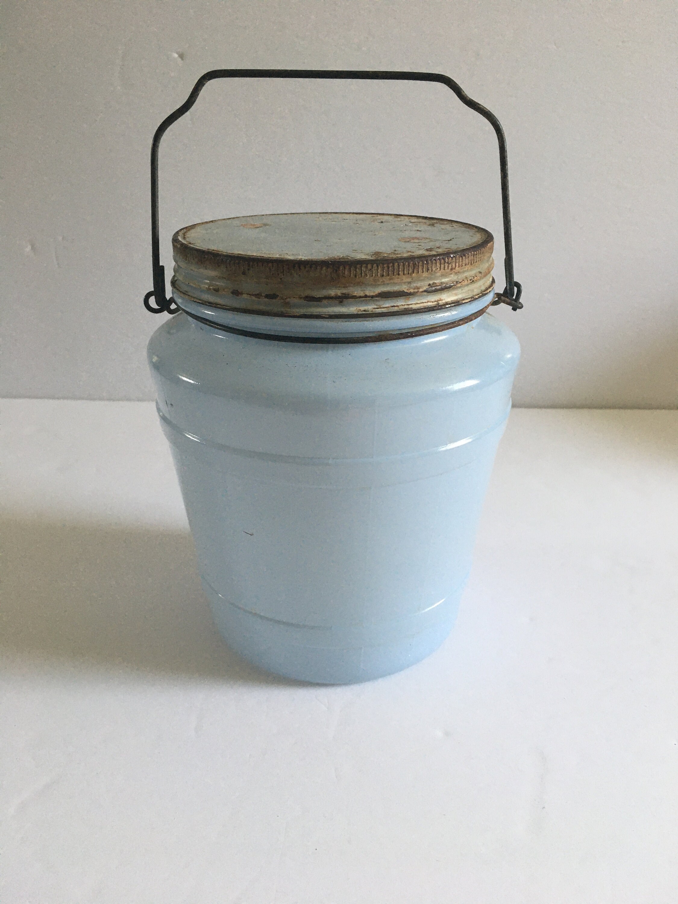 Vintage Collectible Pale Blue Glass Pickle Barrel Jar With - Etsy