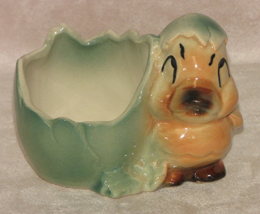 Small Ceramic Pottery Baby Duckling/cracked Eggshell Planter - Etsy