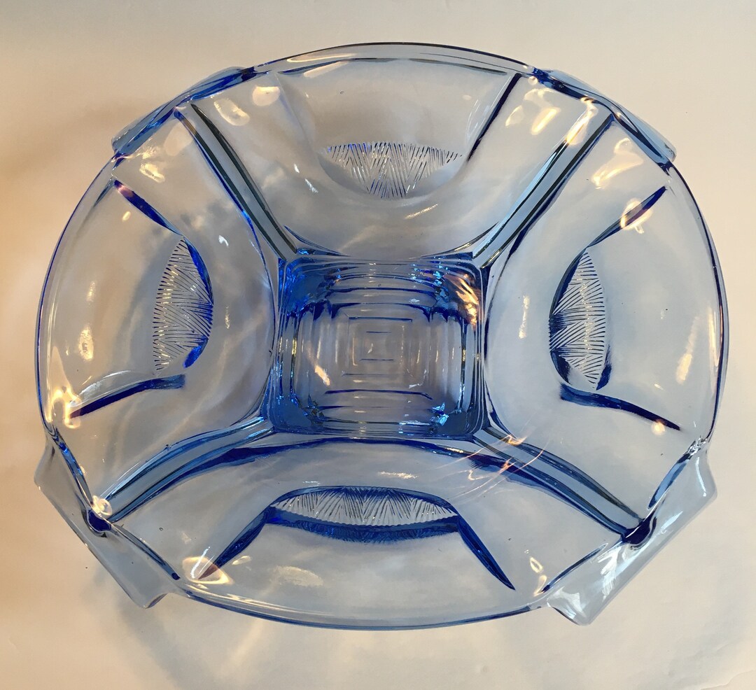 Transparent Blue Glass Handled and Footed Serving Tray Platter Dish - Etsy