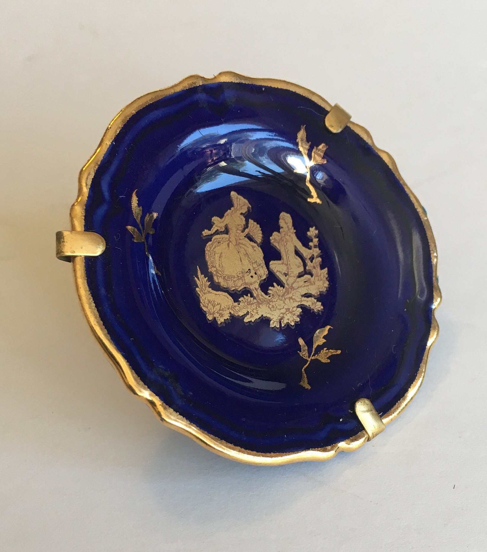 Limoges Cobalt Blue Miniature Pitcher and Plate With Romantic Scenes - Etsy