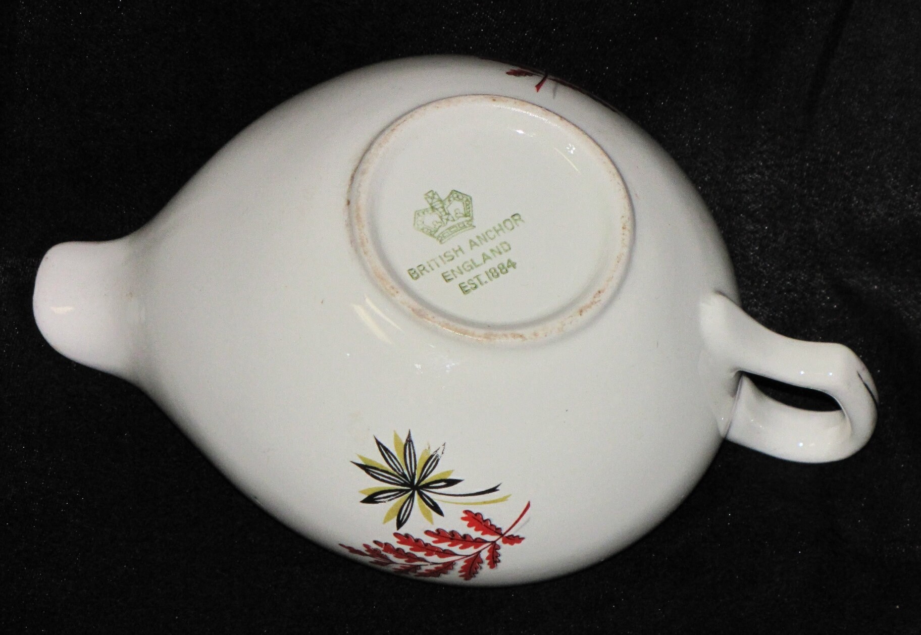 Vintage British Anchor England Pottery Red & Black Leaf Design - Etsy UK