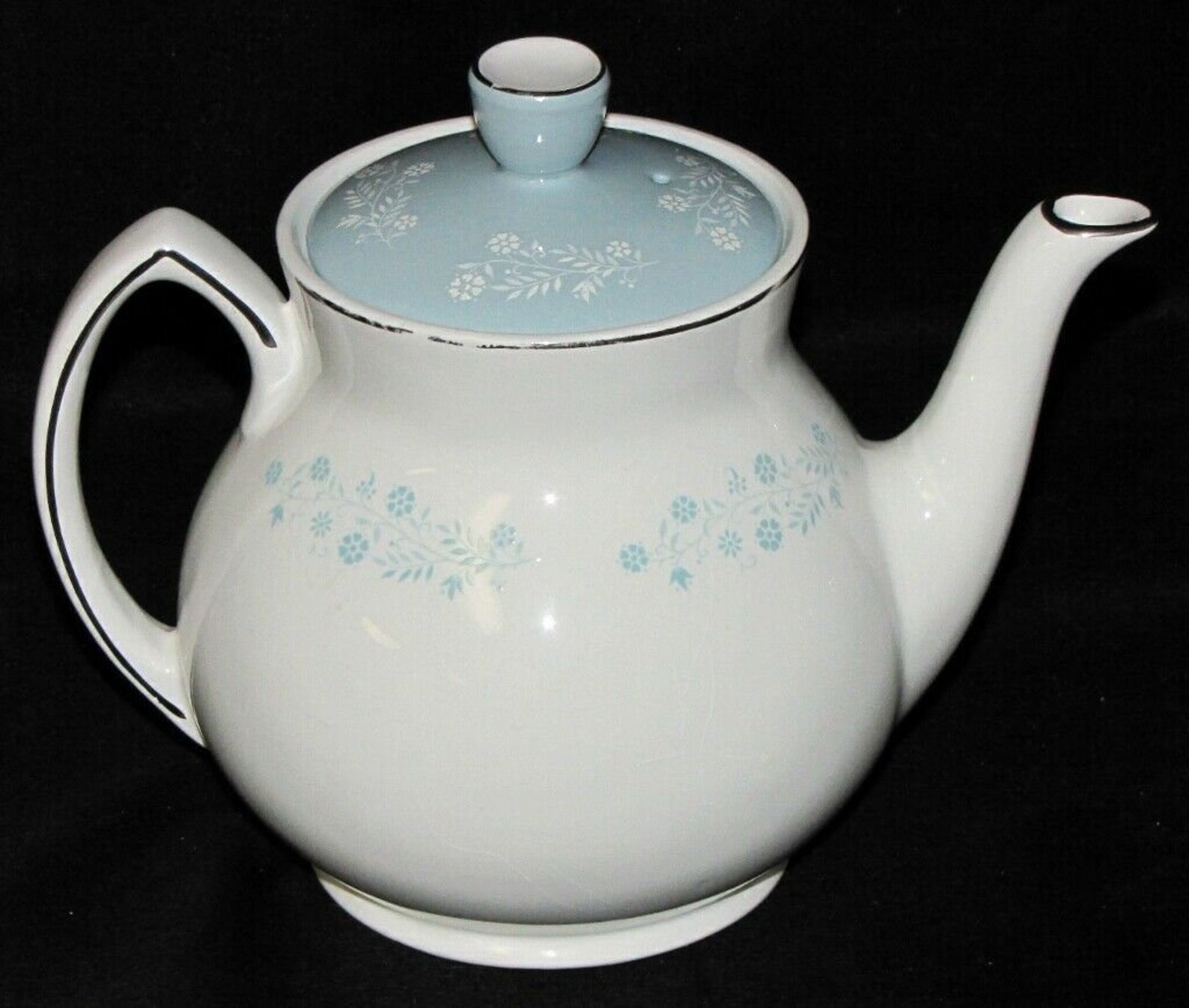 Vintage Grindley England Satin White & Blue Fleurette Porcelain China ...