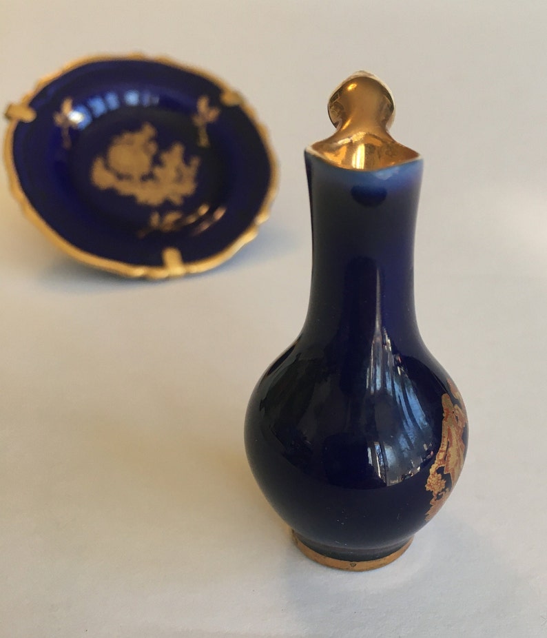 Limoges Cobalt Blue Miniature Pitcher and Plate With Romantic Scenes - Etsy