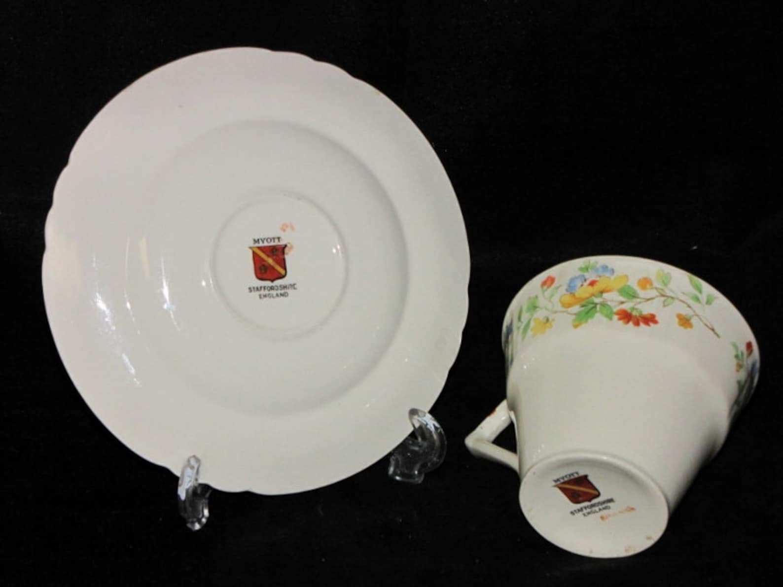 Myott Staffordshire England Porcelain Yellow Blue and Orange Floral Art ...