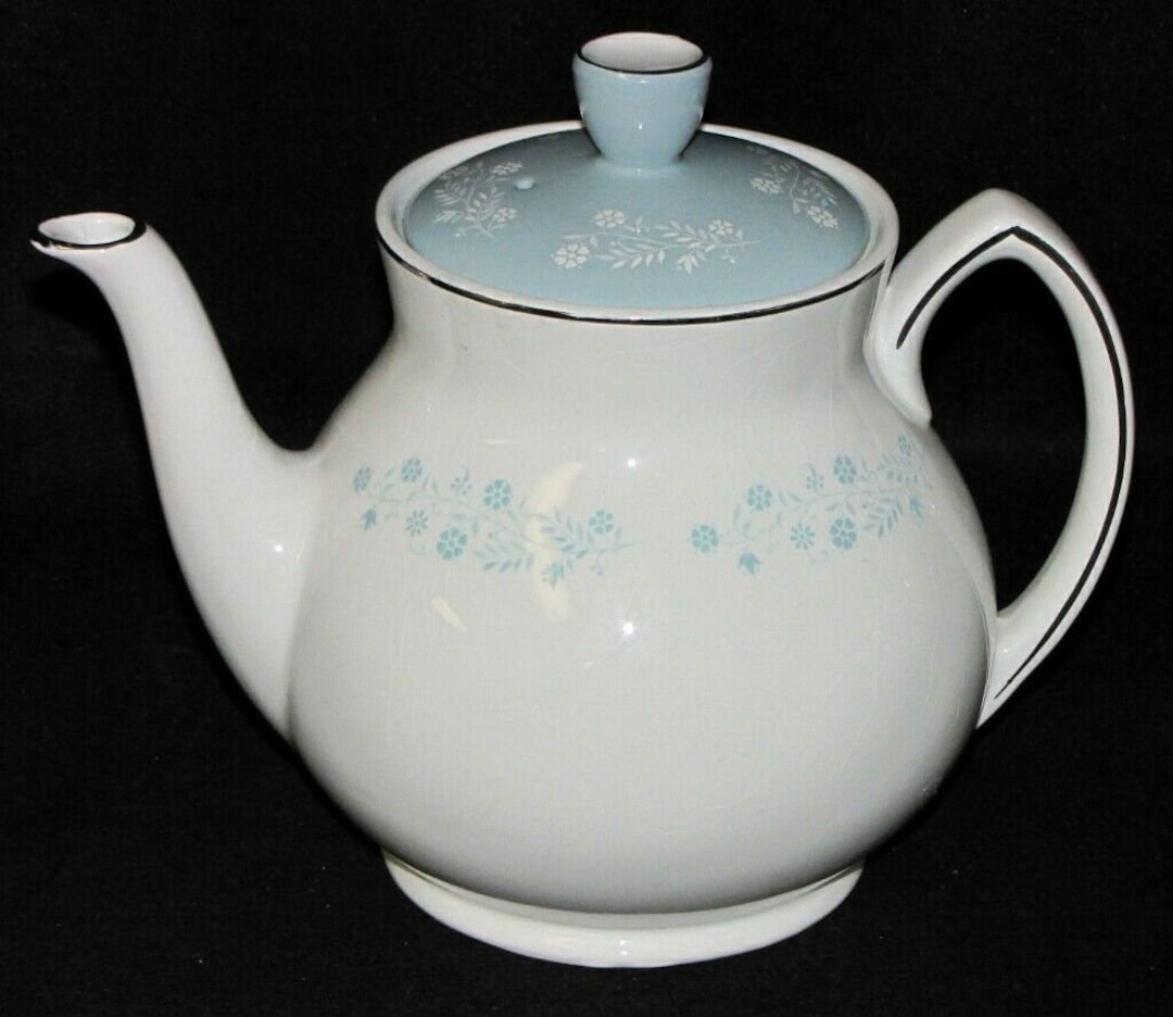 Vintage Grindley England Satin White & Blue Fleurette Porcelain China ...