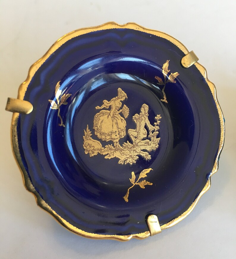 Limoges Cobalt Blue Miniature Pitcher and Plate With Romantic Scenes - Etsy