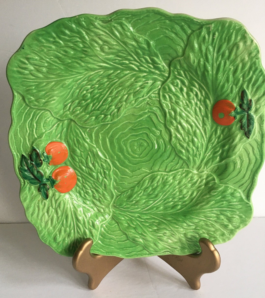 Beswick Embossed Square Green Lettuce Leaf Plate With Tomatoes - Etsy
