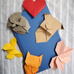 Pair of Origami Chibi Dinosaur T-rexes With a Red Heart Handcrafted ...