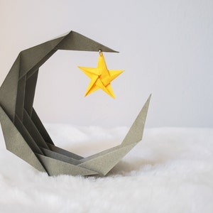 Origami Crescent Moon and Star Set of 2 - Etsy