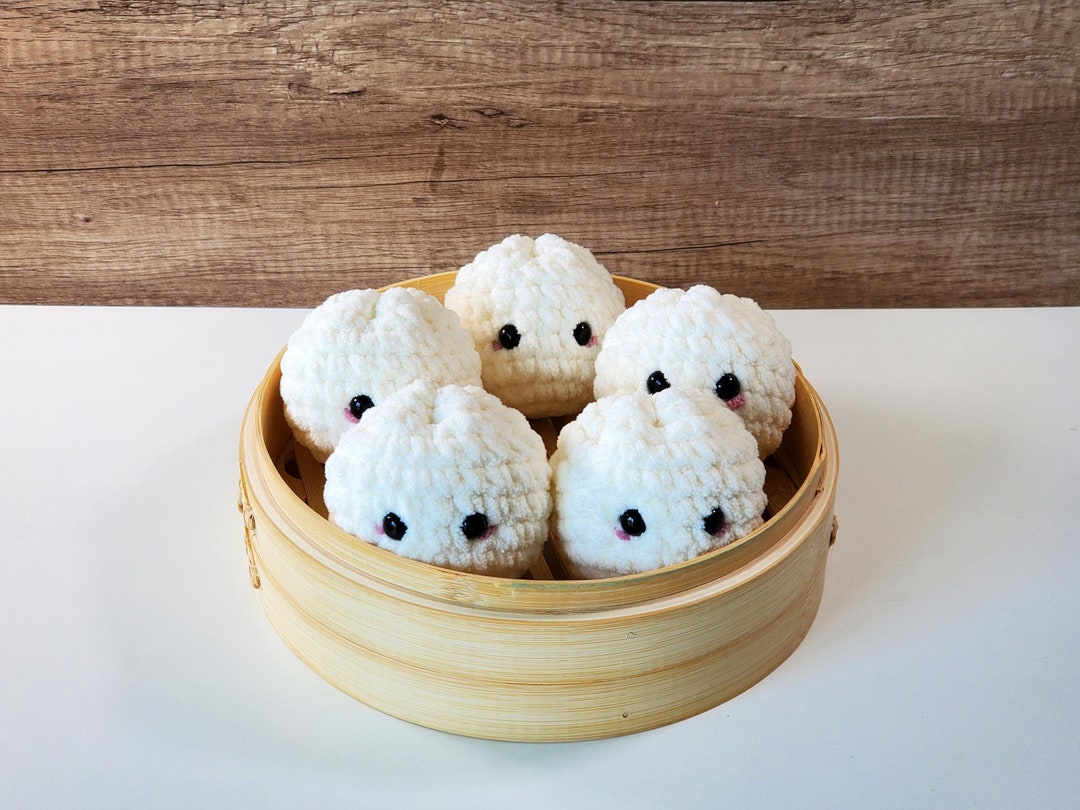 Set of 5 Cute Xiao Long Bao Buns Crochet Plushie | Bamboo Steamer ...