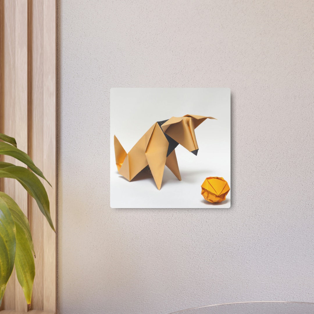 Origami Dog With Paper Toy - Metal Art | Home Decor - Etsy