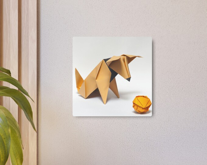 Origami Dog With Paper Toy - Metal Art | Home Decor - Etsy