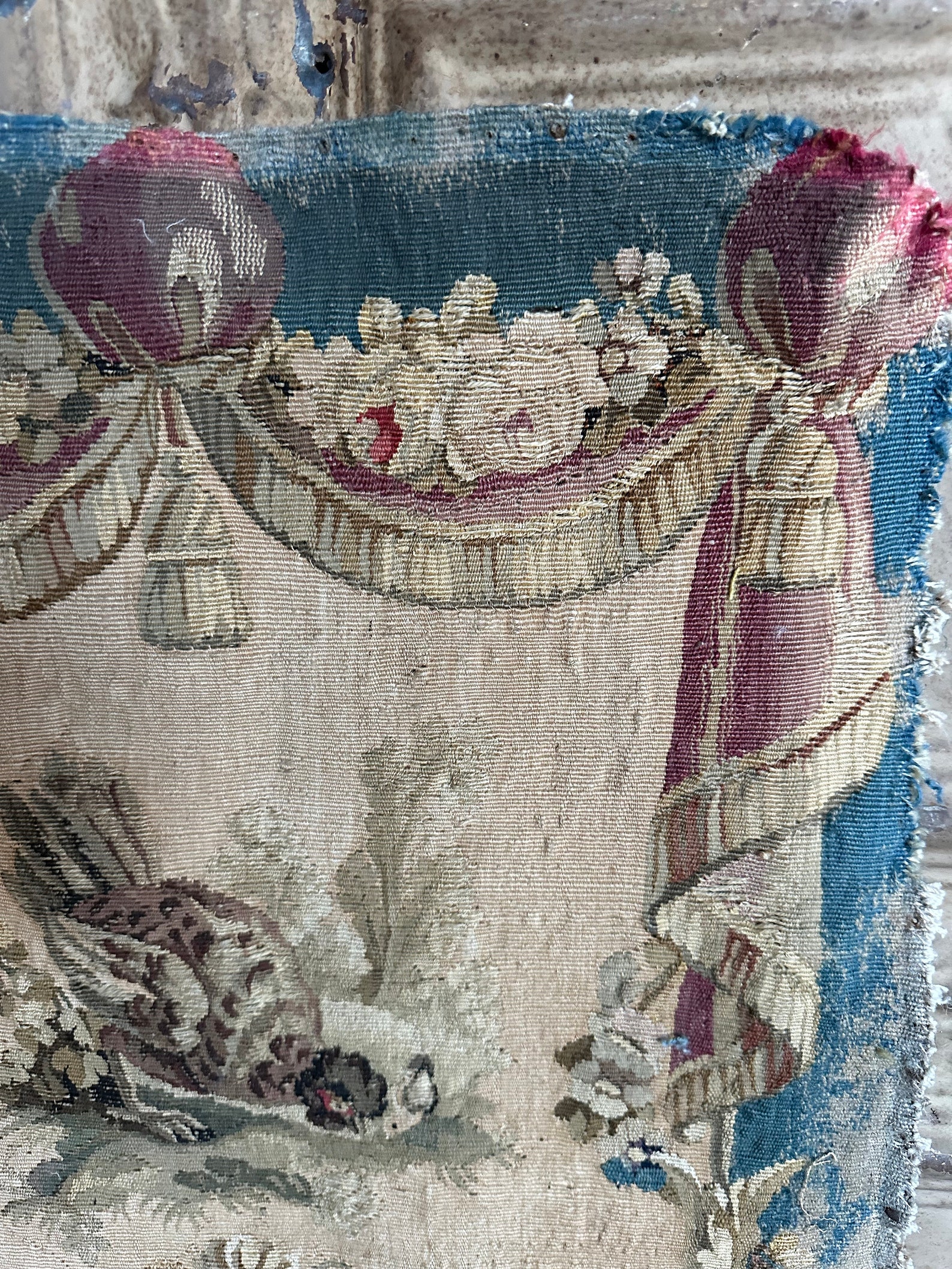 Antique French Aubusson Tapestry: 18th Century Hen & Floral Decor ...