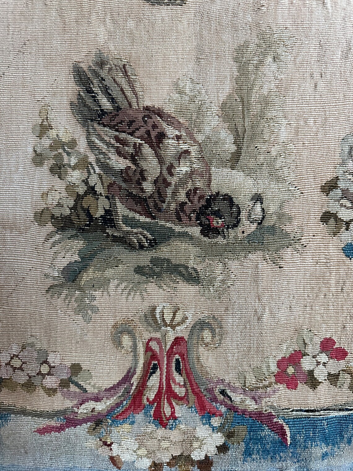Antique French Aubusson Tapestry: 18th Century Hen & Floral Decor ...
