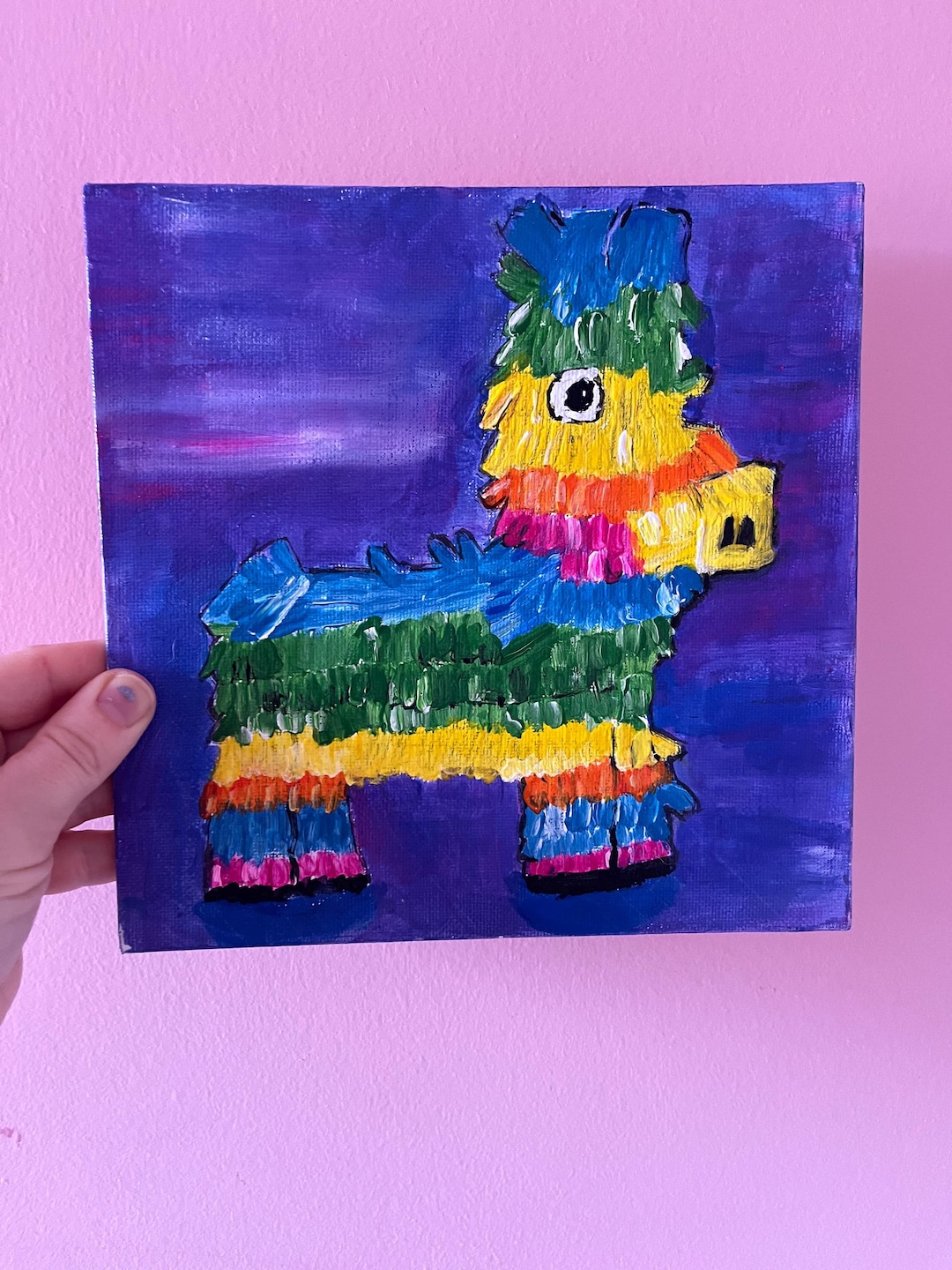 Piñata Birthday Original Acrylic Painting on Canvas Board Colourful ...