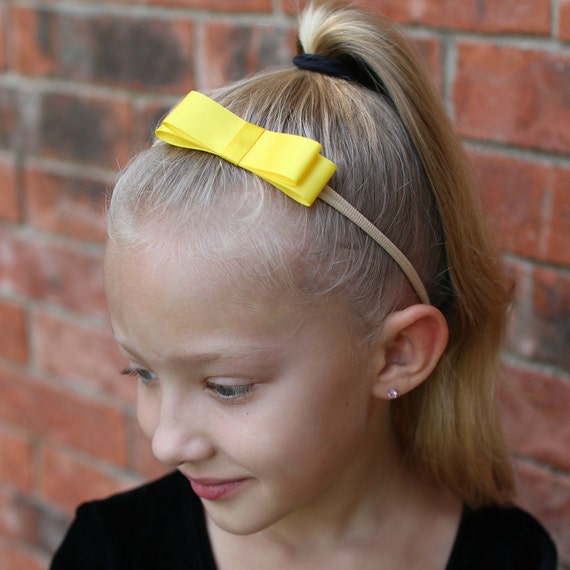 Yellow Bow for Girl Head Bows with Nylon Headband, Simple Hair ...