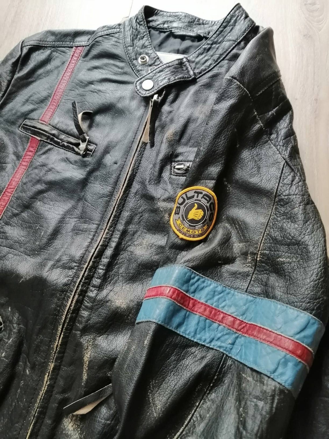 SECOND HAND Vintage Leather Jacket Bultaco Brand Cafe Racer - Etsy UK