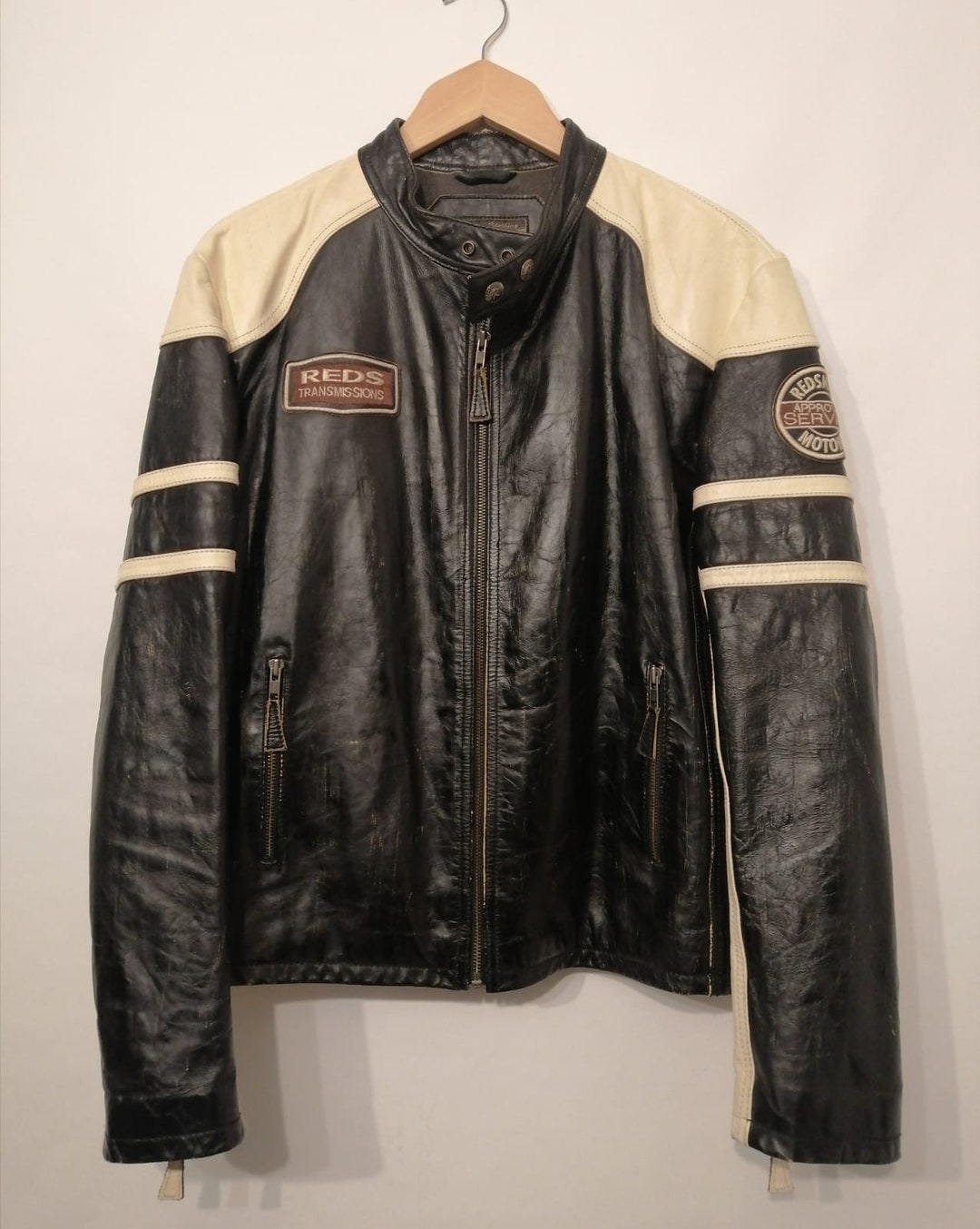 SECOND HAND Leather Jacket Cafe Racer & Custom Style Size L for Men ...