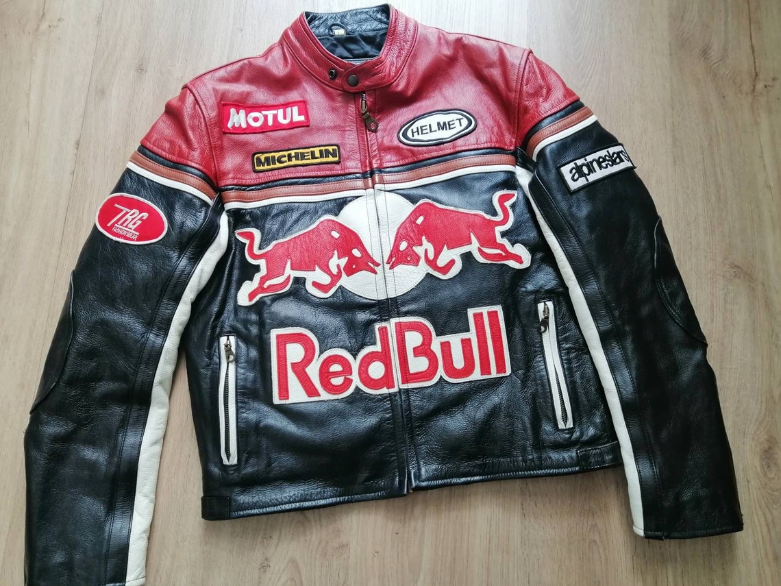 Men's original Red Bull racing style leather jacket size | Etsy