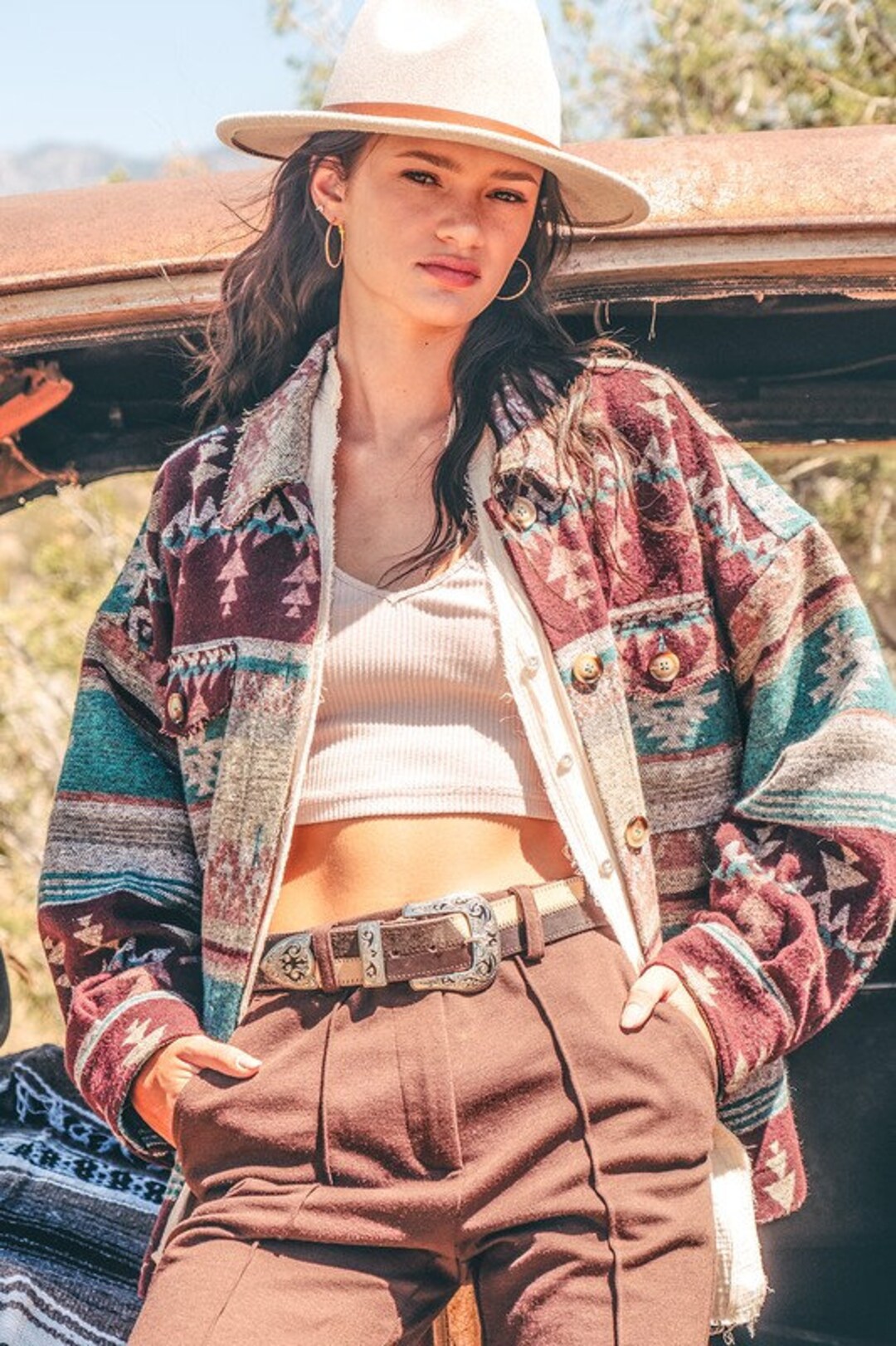 Western Aztec Print Jacket, Boho Vintage, Western Coat, Yellowstone ...