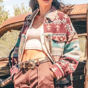 Western Aztec Print Jacket, Boho Vintage, Western Coat, Yellowstone ...