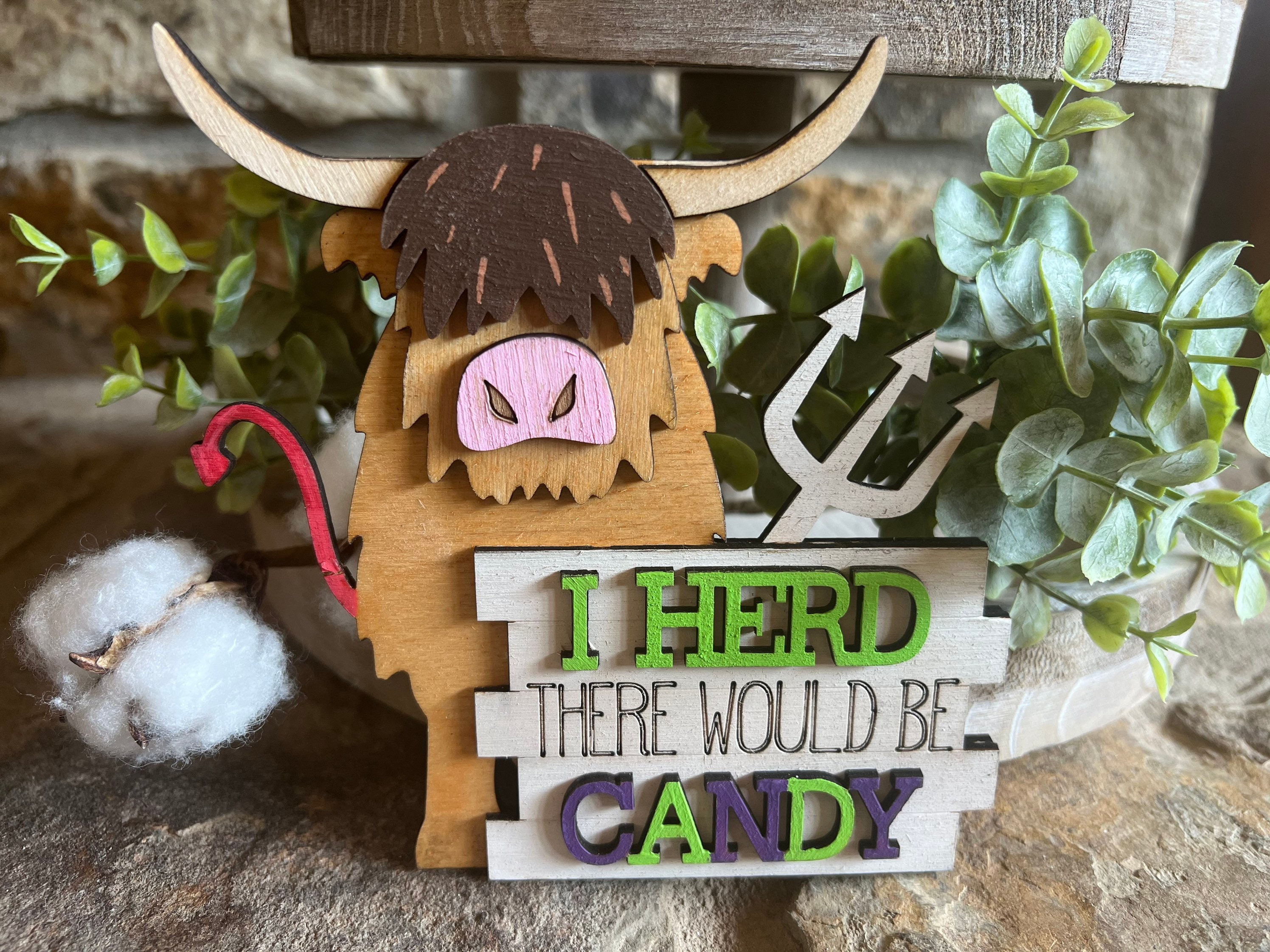 Highland Cow Halloween Tiered Tray Farm Tray Set Highland - Etsy