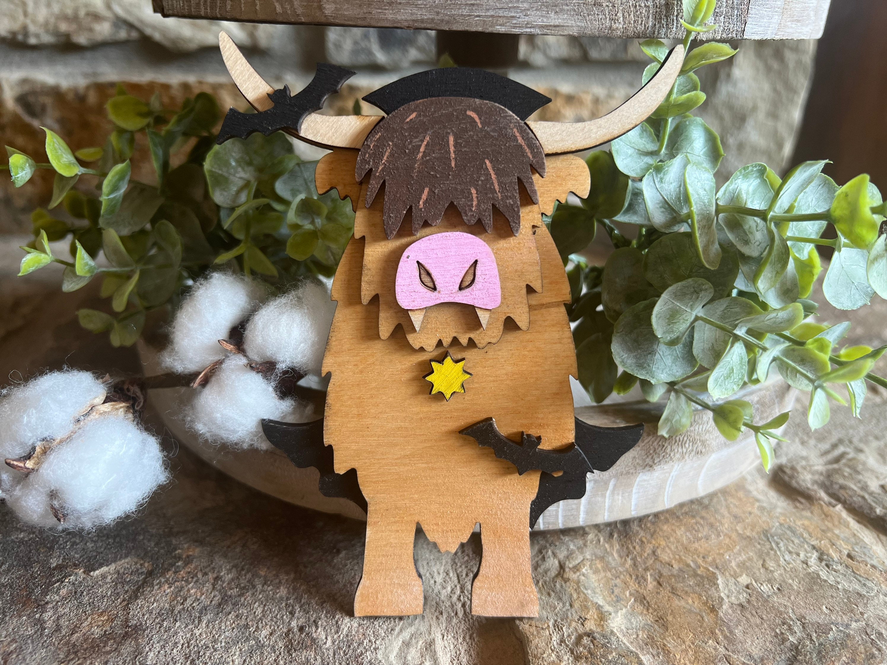 Highland Cow Halloween Tiered Tray Farm Tray Set Highland - Etsy