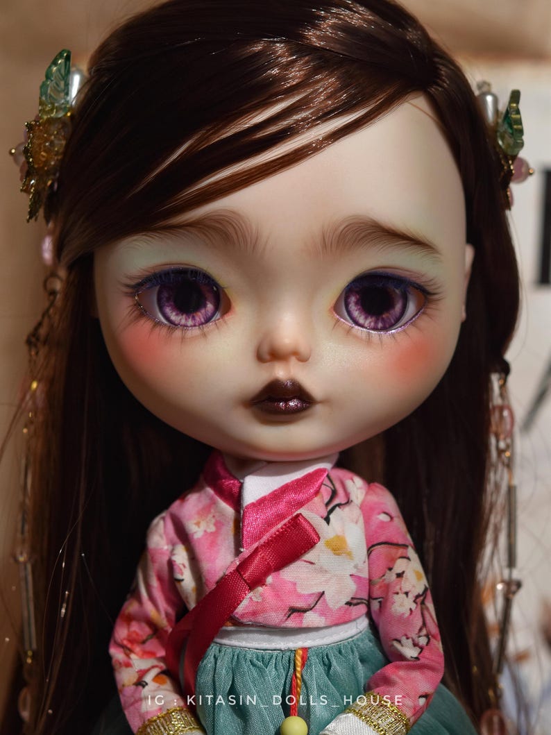 OOAK Blythe Custom Repaint Doll – Hanbok Inspired Outfit – Face-up by ...