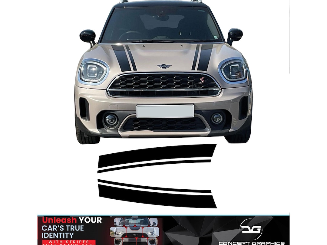 Exact Fit Bonnet Stripes Decal Sticker Kit Air Release Vinyl Fits Mini ...
