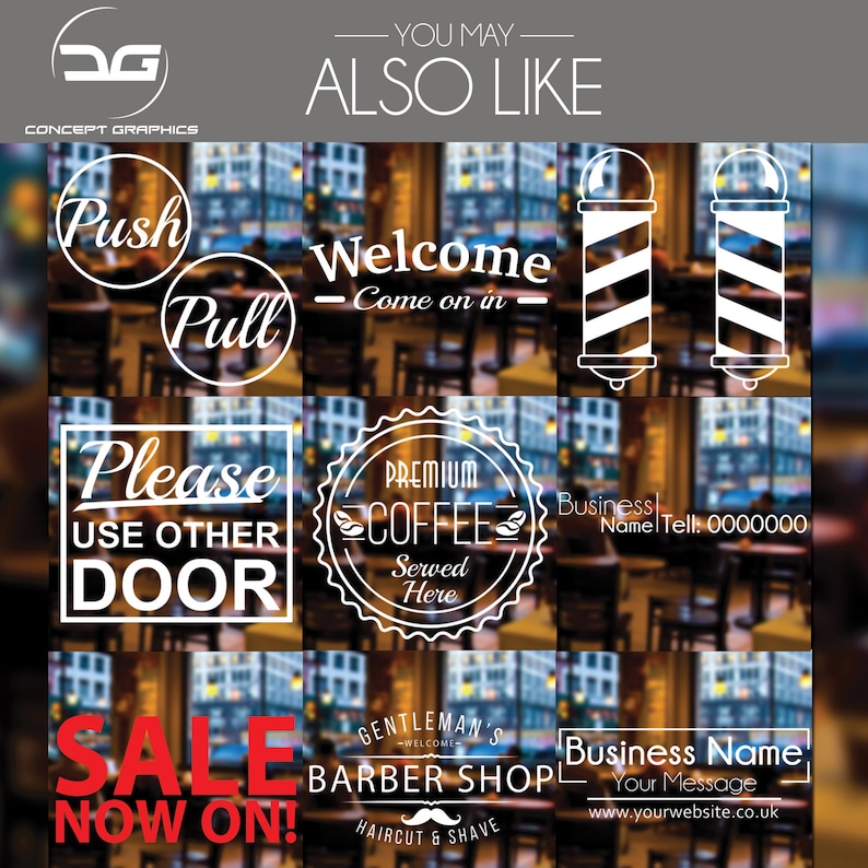 Barber Shop Salon Custom Personalised Business Window Wall Opening ...