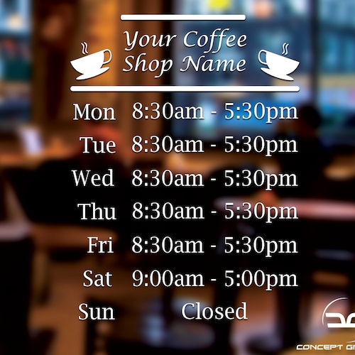 Custom Personalised Coffee Shop Cafe Business Window Wall - Etsy