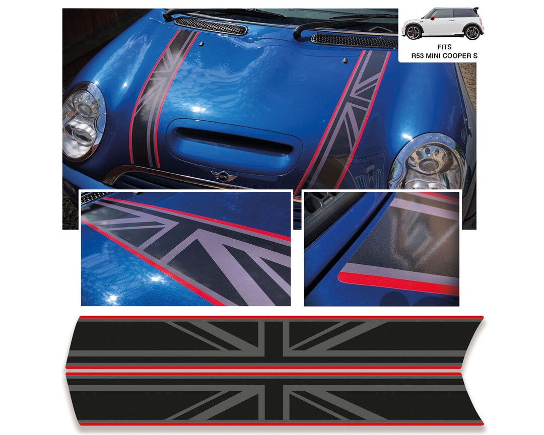 Union Jack Bonnet Stripes Decals Exact Fit Fits Mini Cooper S R53 ...