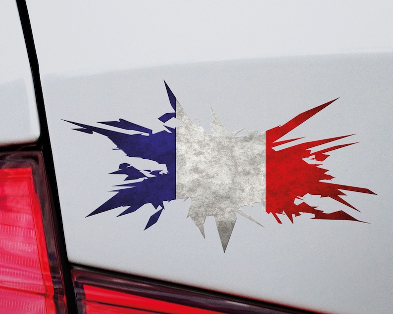 French France Flag Rustic Flag Splatter Car Window Bumper Laptop Vinyl ...
