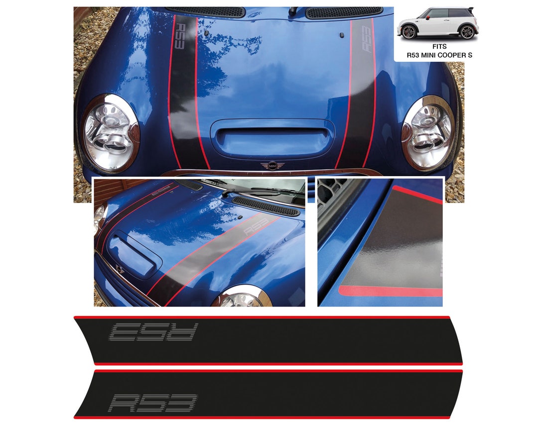R53 Black Bonnet Stripes Decals Fits Mini Cooper S R53 Bubble Free ...