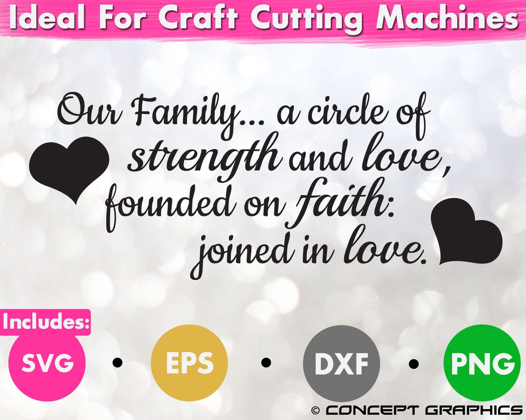 Our Family Strength & Love Quote Clipart, Svg, Eps, Dxf, Png Vector ...