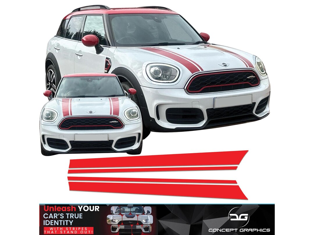 Bonnet Stripes Decal Sticker Kit Air Release Exact Fit Vinyl Fits Mini ...