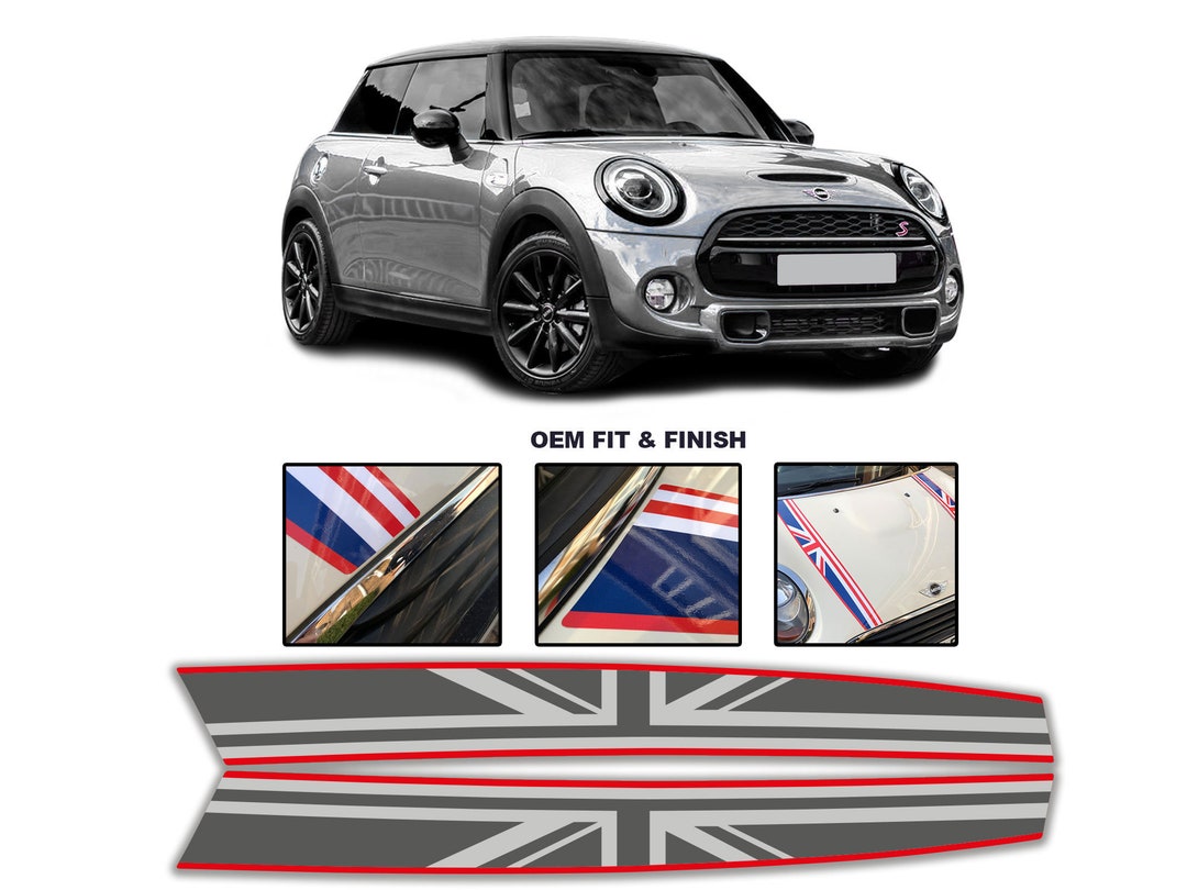 Union Jack Grey Scale Bonnet Stripes for Mini Cooper F56 F55 Air ...