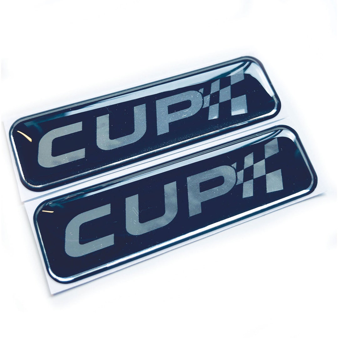 2x Cup Race Flag 3D Chrome Domed Gel Decal Sticker Badges Fits VW ...