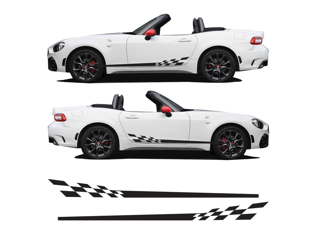 Checkered Flag Side Stripe Decal Kit Air Release Vinyl Fits Abarth 124 ...