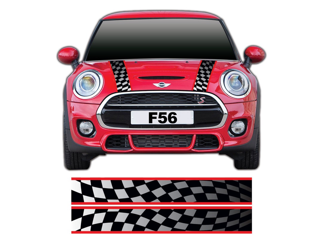 Checkered Bonnet Stripes Stickers Fits Mini Cooper S One JCW F56 Bubble ...