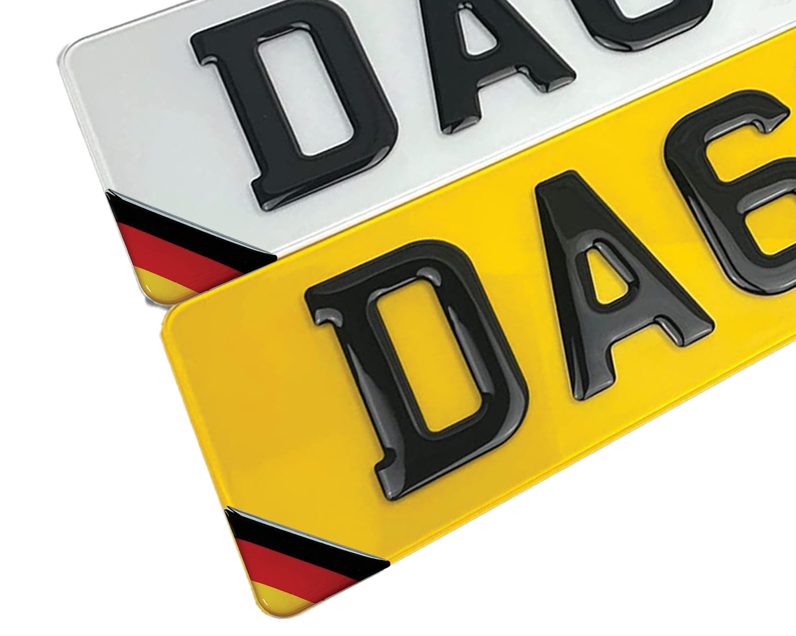 2x Germany Flag Car Number Plate Corner 3D Domed Gel Resin Badge ...