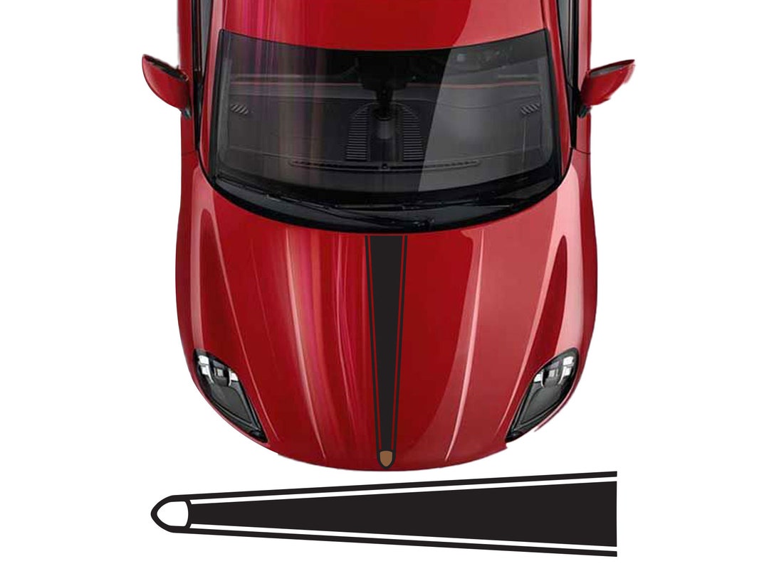 Centre Twin Line Bonnet Stripe Decal Kit Air Release Vinyl Fits Porsche ...
