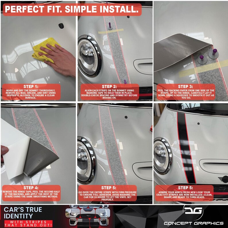 Union Jack Colour Scale Bonnet Stripes for Mini Cooper F56 F55 Air ...