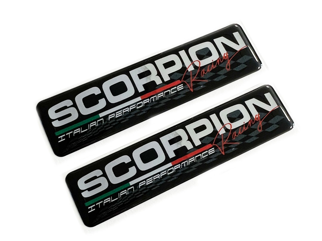 2x Scorpion Racing Italian Flag Chrome 3D Domed Gel Decal Sticker ...